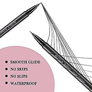 RUSICA 2 Count Waterproof Liquid Eyeliner Ultra-Fine Felt Tip Smudge Resistant Eye Makeup Stylist, Black, 0.3 Fl. Oz