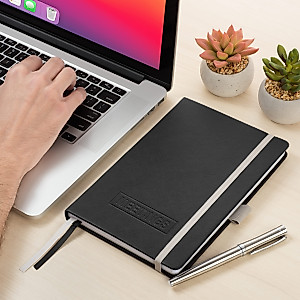 HUSTLE Co. Meeting Notebook for Work with Action Items Clever Hardcover Journal for More Productive Meetings - Index, 160 Pages, 100gsm Paper, Lays Flat, Pen Holder - Business, Work, Professional