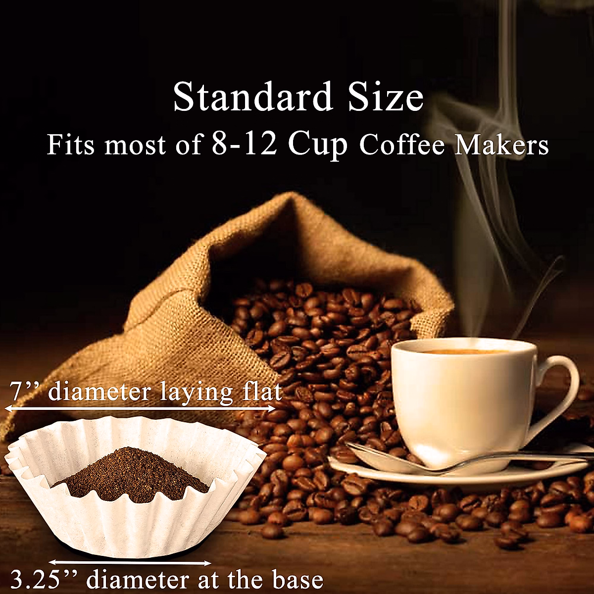 Coffee Filters 8-12 Cup, Basket Coffee Filter, Paper Coffee Filters (300/Pack)