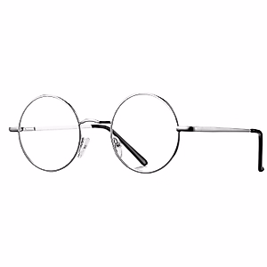 Pro Acme Non Prescription Clear Lens Glasses Retro Small Round Metal Frame (Silver)