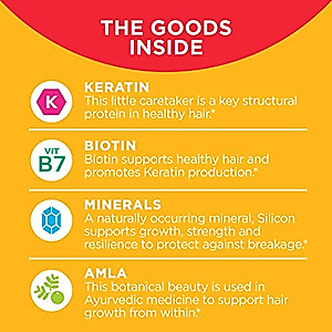 OLLY Heavenly Hair Gummies, Supports Strong Healthy Hair Growth, Keratin, Biotin, Amla, Grapefruit Flavor, 30 Day Supply - 60 Count