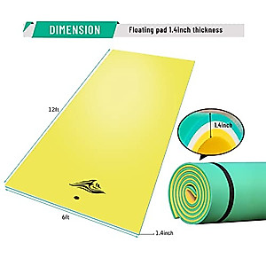 Unovivy Floating Water Mat, 12' × 6' Lily Pad Floating Mat, 3-Layer Foam Water Floating Pad for Water Recreation and Relaxing, Thick and Durable Water Activities Mat for Lake, Oceans