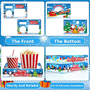 32Pcs Christmas Party Supplies Movie Night Paper Snacks Boxes Xmas Movie Theater Snack Tray Party Decorations Movie Popcorn Drink Holder Set for Christmas Xmas Tree Snowman Birthday Holiday Party