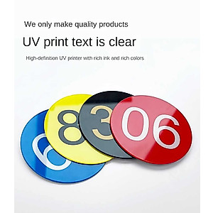 Number Sign, Table Number Sign, Closet Identification, Seat Identification Sign, Acrylic, Round, Waterproof and Sun-Proof (10x10cm,Yellow 01-100(100 pcs))