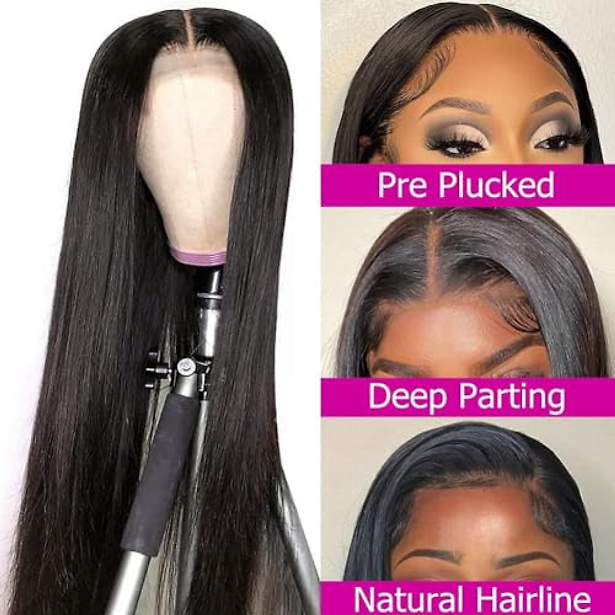 DACHIC 210% Density 13x4 HD 30 Inch Lace Front Wigs Human Hair Pre Plucked Straight Human Hair Wigs for Black Women Glueless Frontal Wigs Human Hair Pre Plucked Free Part with Baby Hair