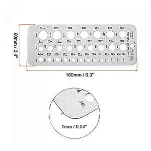 uxcell Stainless Steel Fractional Size Drill Gauge for 1/16-1/2 Inch Size Bits, Diameter Index Gauge