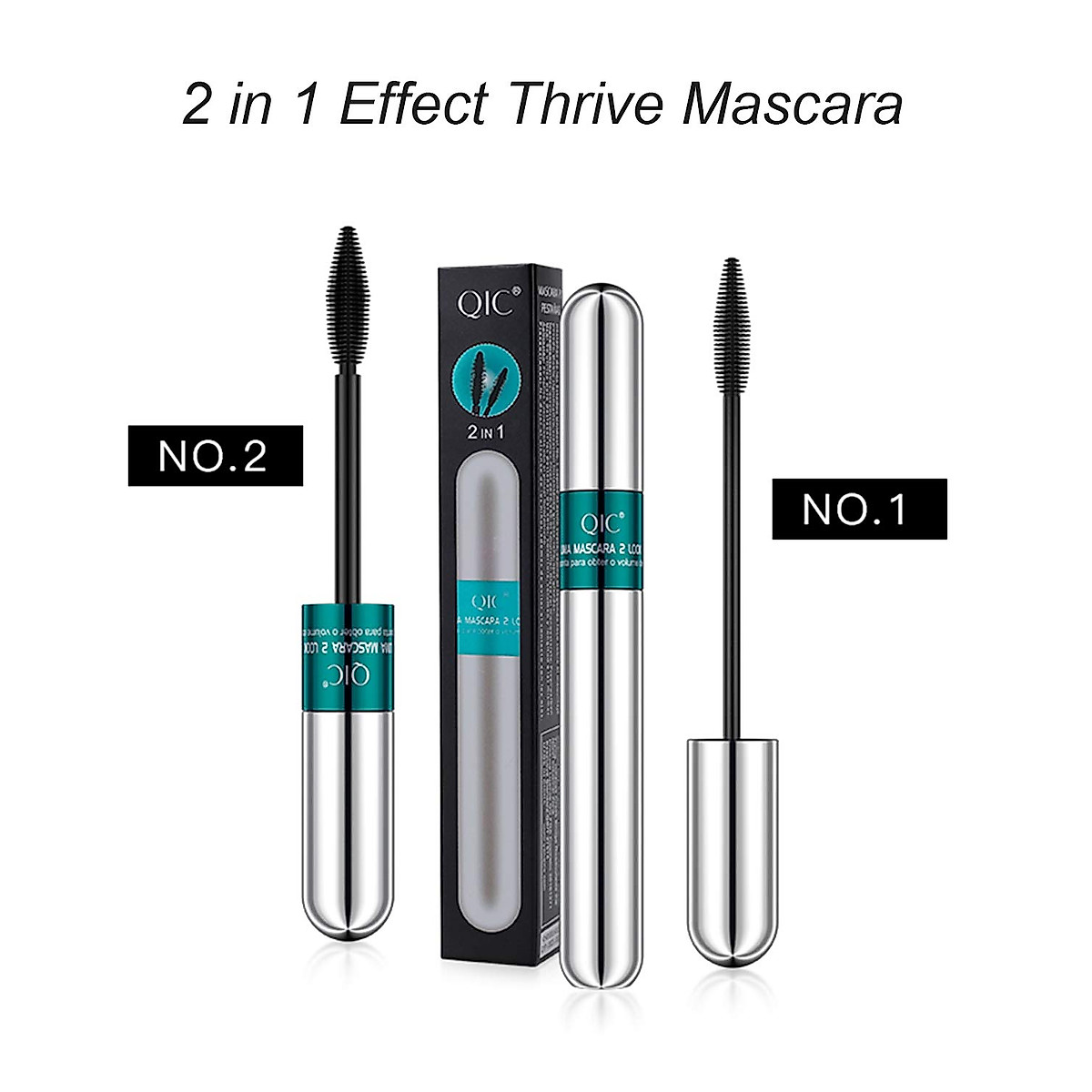 4D Silk Fiber Lash Mascara, 2 in 1 Thrive Mascara For Natural Lengthening And Thickening Effect(Pack of Dark Cyan)