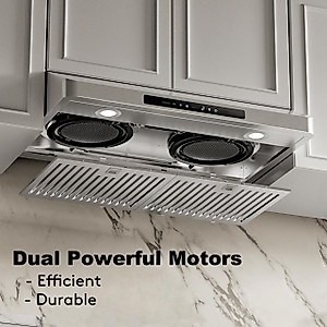 Range Hood 30inch Under Cabinet, 900CFM Kitchen Vent Hood with Gesture/Touch Control and Permanent Stainless Steel Filters, Top and Rear Vents