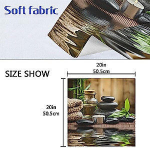 Nesatuwa 20 x 20 Inch Zen Basalt Stones on Wood Cloth Napkins Washable Soft Polyester Dinner Napkins Reusable for Weddings Party Dinner Decoration - 1 Pack