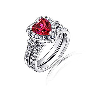 Amazon Essentials Platinum-Plated Sterling Silver Infinite Elements Cubic Zirconia Fancy Pink Heart Antique Ring, Size 7, (previously Amazon Collection)