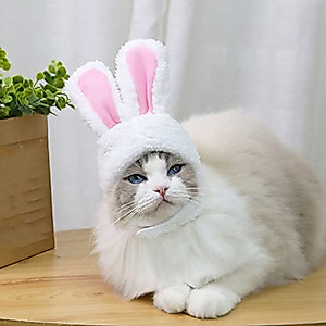 Pet Easter Hat Cute Costume Pet Bunny Rabbit Hat for Cats Small Dogs Easter Party Accessory Headwear for Puppies White