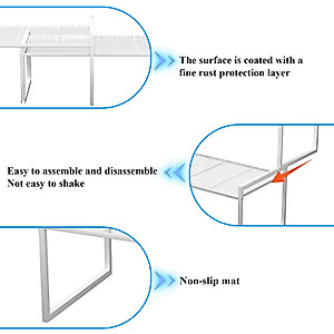 BlisXybion Set of 2 Kitchen Cabinet Organizer Shelf Stackable Sturdy Metal Counter Countertop Pantry Storage Rack
