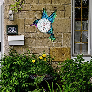 FESTYLES Outdoor Thermometer for Patio Room Humidity Thermometer 11Inch Indoor Large Numbers Waterproof Hummingbird Not Require Battery