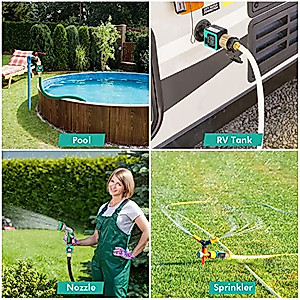 RESTMO Water Flow Meter with Brass Inlet Metal Thread, Measure Gallon/Liter Consumption and Flow Rate for Outdoor Garden Hose Watering, RV Water Tank Filling, Lawn Sprinkler and Nozzle Sprayer