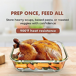 2700ML / 91.3oz X-LARGE Glass Food Storage Container with Locking Lid Ideal for Storing food, Vegetables & Fruits. Baking, Casserole, Roasting & lot more - BPA Free Leak Proof - Fridge to Oven Safe - Clear