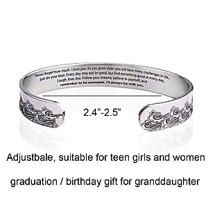 Svana Granddaughter/Daughter Bracelet Gifts From Grandma/Nana with Message Card,Adjustable Morse Code Bracelet for teen girls I love You Inspirational Bracelets for Her, I Will Always Be With You Meaning Birthday Gifts (to Granddaughter-Silver)