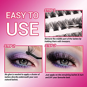 Colored Lashes Cluster Eyelashes Individual DIY Lashes Extensions 7 Colors Eye Lashes Extensions 140 PCS Clusters False Lashes DIY at Home Set Pack（14MM）