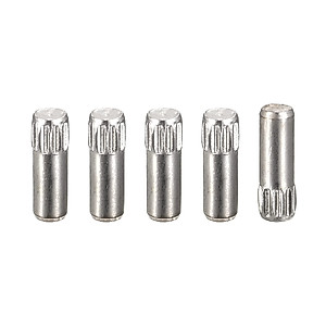 uxcell 3x6mm 304 Stainless Steel Dowel Pins, 5Pcs Knurled Head Flat Chamfered End Dowel Pin, Wood Bunk Bed Shelf Pegs Support Shelves Fasten Elements