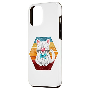 iPhone 13 Pro Max White Cat Owner Watercolor Cat Design For Retro Cat Lover Case