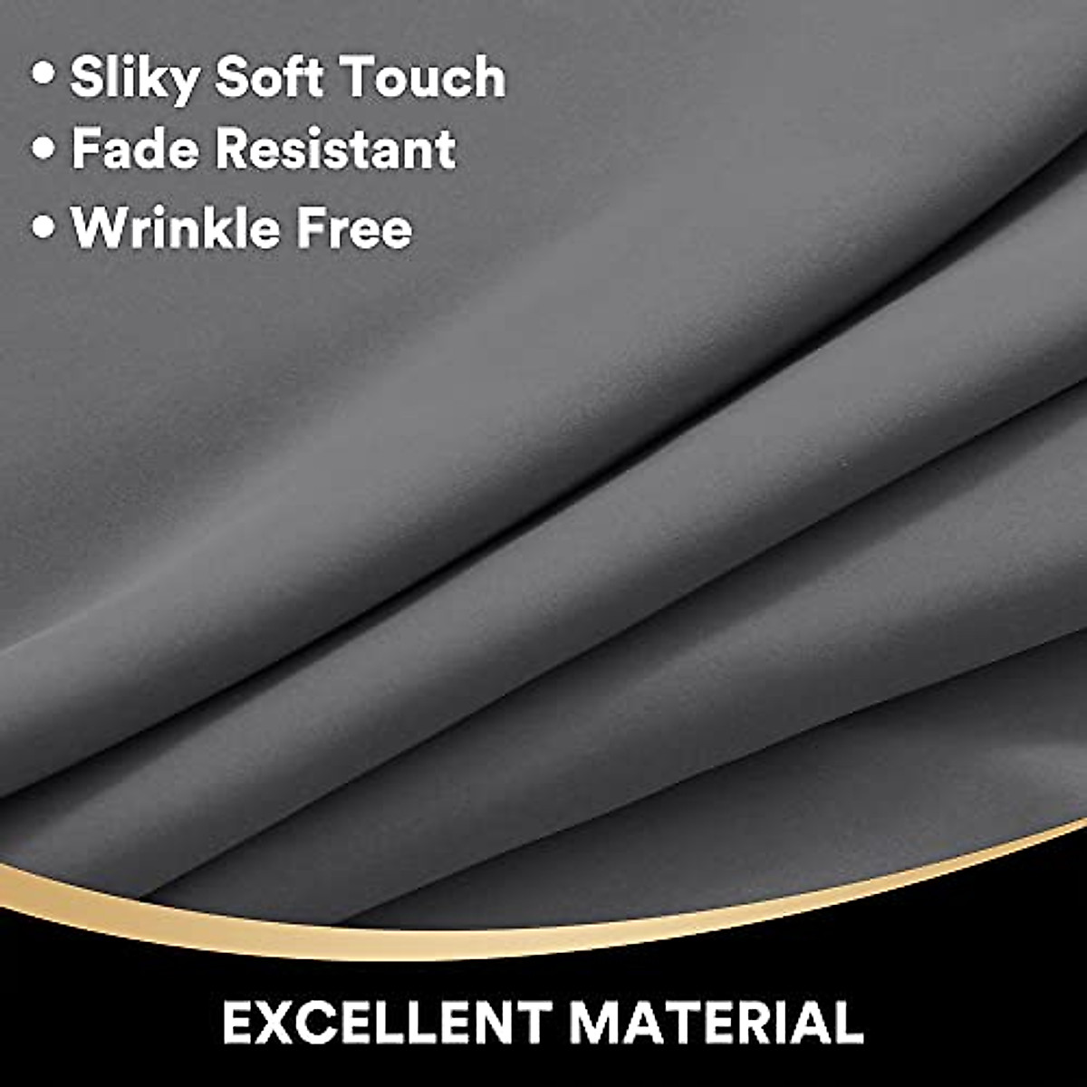 100% Blackout Curtains with Black Liner Backing Thermal Insulated Curtains for Living Room Noise Reducing Drapes for Patio Sliding Glass Door Durable Grommet Curtains 2 Panels (52x84 inch, Grey)