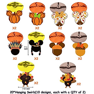 Thanksgiving Mouse Hanging Swirls for Mouse Fall Thanksgiving Party Birthday Party Decorations