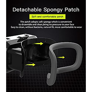 VR SHINECON Virtual Reality VR Headset 3D Glasses VR Goggles for TV, Movies & Video Games, Compatibale iOS & Android Smartphone Within 4.7-7 inch Screen, Black