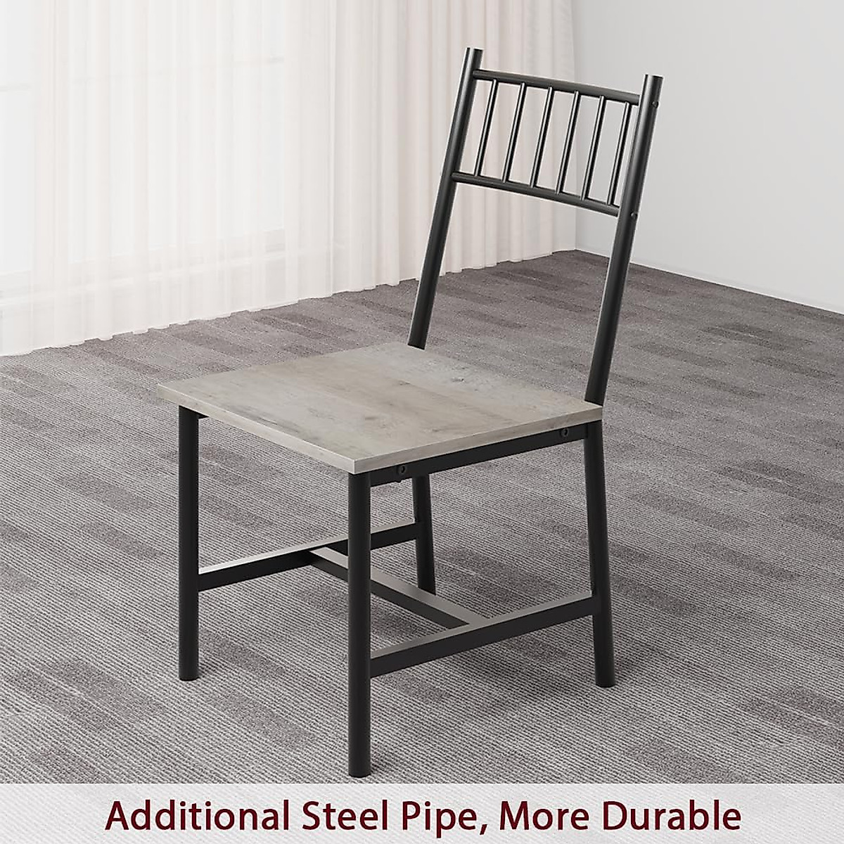 GAOMON Dining Table Set for 4, Kitchen Table and Chairs for 4 with Wine Rack, Dining Room Table Set with Bench, Rectangular Kitchen Table Set for Small Space, Apartment, Studio, Retro Gray