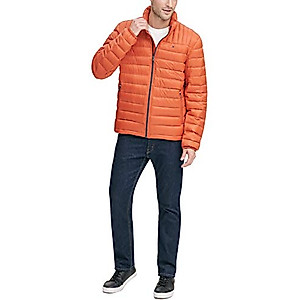 Tommy Hilfiger Men's Real Down Insulated Packable Puffer Jacket, Orange, X-Large