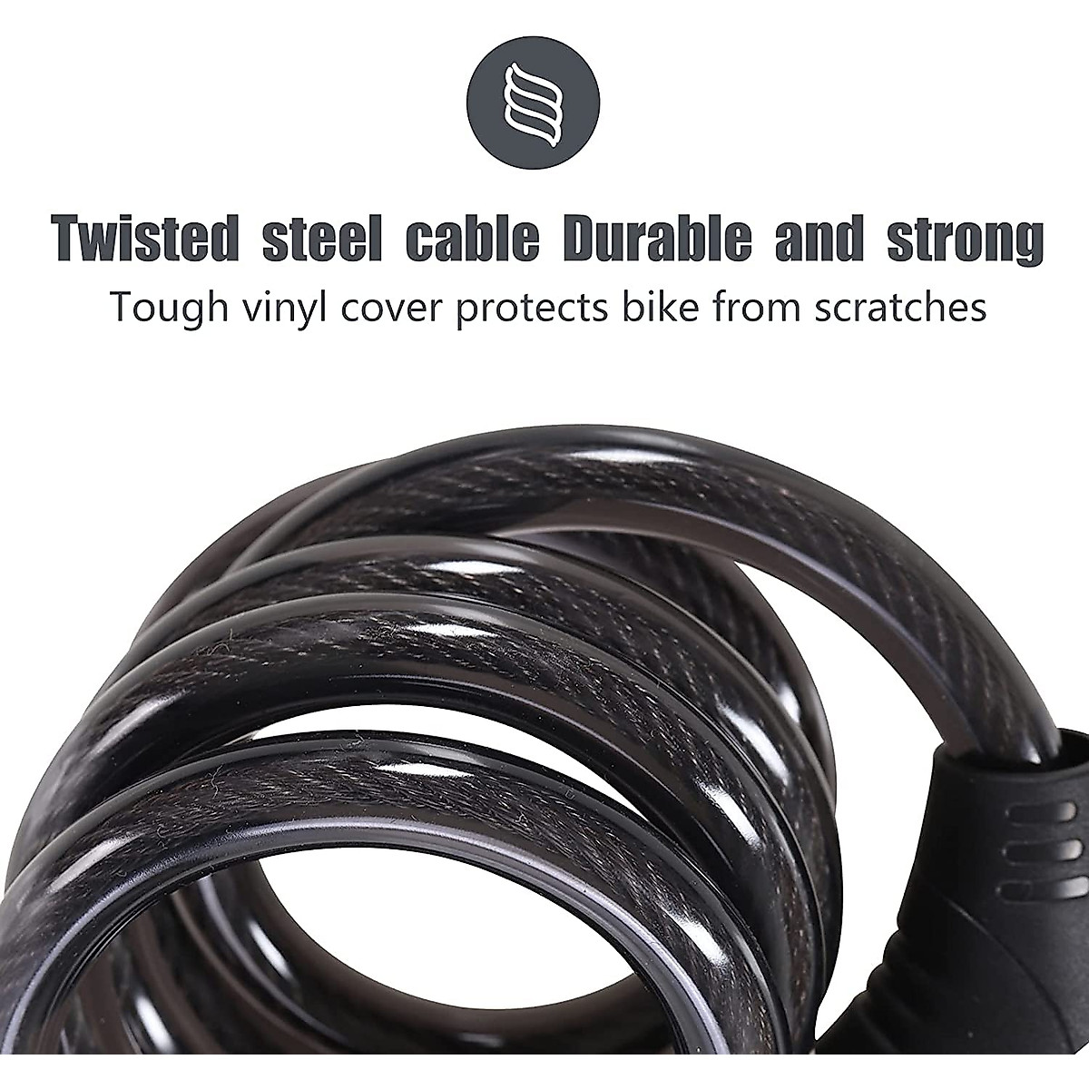 Roming 4 Digit Coiled Security Cable Lock, 50 Inches Long, Black