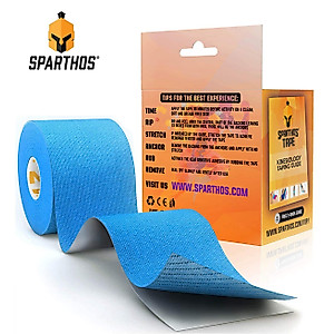 Sparthos Kinesiology Tape [Electric Blue - 16.4ft Uncut Roll] x Ice Packs for Injuries [Size Medium + Cover]