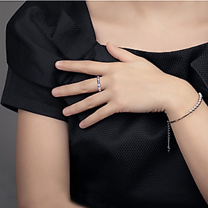 Esbbela Evil Eye Ring for Women 18K White Gold Plated Eye Band Cubic Zirconia Braided Engagement Promise Statement Ring Jewelry Blue Eye Size 8