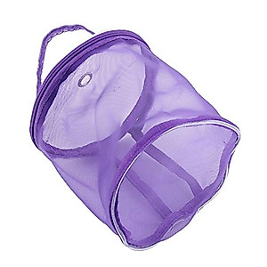 Knitting Bag for Yarn Storage, Oxford Cloth Woven Crocheting Organizer Holder Hollow Mesh Cylinder Crochet Wool Small Accessories Container Tool (Purple)