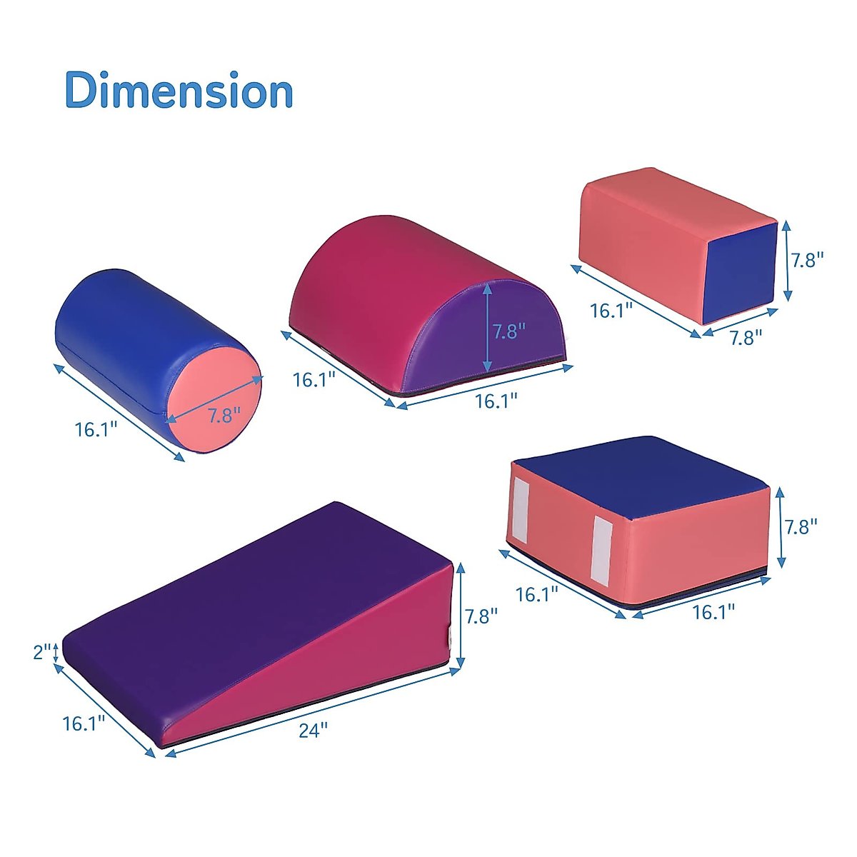 JOYMOR Soft Foam Climbing Blocks 5-Pieces Set, Crawl and Climb Foam Blocks, Beginner Toddler Climber with Slide & Ramp, Indoor Active Play Structures for Babies and Toddlers Age 1-3