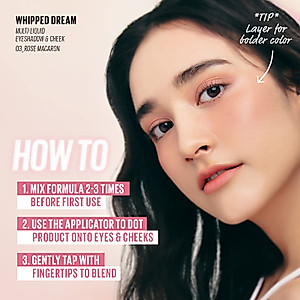 Kaja Multi-purpose Liquid Eyeshadow & Blush - Whipped Dream | with Cotton Seed Oil, 4 Shades, Buildable, Blendable, Airy Semi-matte Finish, 02 Meringue Pink, 0.17 Oz