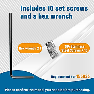 Terixe 10-Pack 155023 Screw Kit Replacement for Moen | 304 Stainless Steel Set Screw Kit | Includes Wrench for Kitchen Faucet Handle Repair & Faucet Replacement Parts