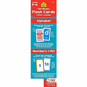 School Zone Get Ready for School Flash Cards: Learn the Alphabet & Numbers Combo Pack, Preschool, Kindergarten, ABCs, Uppercase and Lowercase Letters, Numbers, Counting, and More
