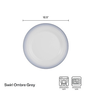 Mikasa Swirl Ombre White Round Platter, 12.5 Inch, Grey Banded