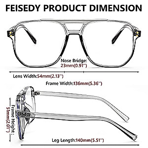 FEISEDY Blue Light Blocking Glasses Fake Nerd Clear Square Computer Lightweight Pilot Glasses Frame Oversized B2866
