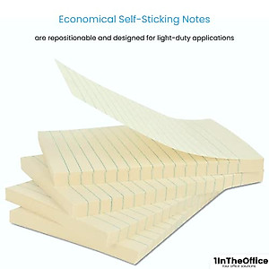 1InTheOffice Sticky Notes 4x6 Lined, Self-Stick Note Pads, Yellow, 100-Sheet, (12/Pack)