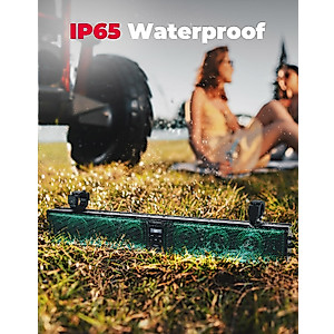 KEMIMOTO 33 inch 8 Speaker Louder UTV Sound Bar Waterproof Bluetooth, Heavy-Duty Aluminum, Music Sync Multicolor Light SXS Speakers, Soundbar for UTV Golf Cart Marine Boat with 1.75''-2.25'' Roll Bar