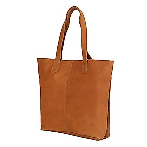 FLORIANA Genuine Leather Purse Large Leather Tote Bag Women's Shoulder Bag - Cognac