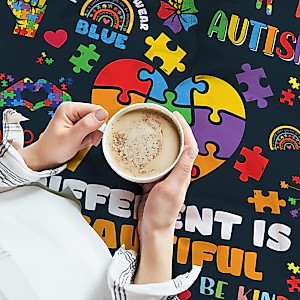 Autism Awareness Black Duvet Cover Set, Sumedha, Good Choice of Bedding, 3 Piece Set, Include 2 Pillowcases, 1 Duvet Cover, Full Size 80'' x 90''