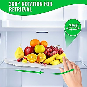 Axiom Creations Space Organizer Tray - Rectangular Rotating Lazy Susan for Refrigerator, Pantry, Kitchen Cabinets - Clear, Zero BPA Turntable Caddy for Bottles, Cans, Food - 16" x 12" x 1.25"