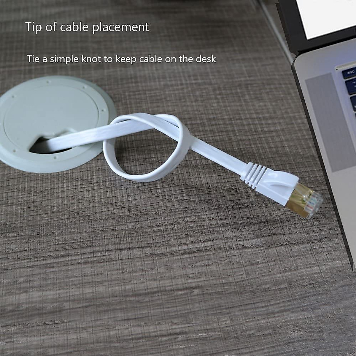 Ercielook Ethernet Cable 100 ft High Speed, Cat 6 Flat Network Cable with Rj45 Connectors, Long LAN Cable with Clips - White 30 M