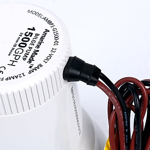 Amarine Made 1500GPH 12V Boat Marine Plumbing Electric Bilge Pump Non Automatic Discharge for Marine,RV,Campers,Industrial