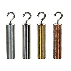 4pc Hooked Metal Cylinders Set - Brass, Aluminum, Steel & Copper - 2" x 0.5" - for Density Investigation, Specific Gravity & Specific Heat Experiments - Eisco Labs