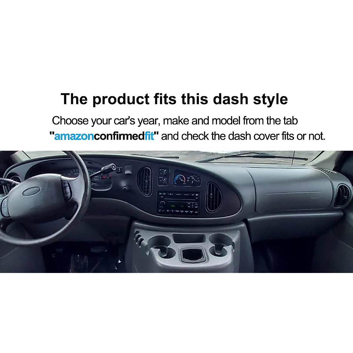 Dash Cover Mat Custom Fit for Ford E150 E250 E350 E450 Econoline Cargo Van,Dashboard Cover Pad Carpet (Dark Gray) J39