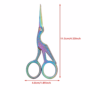 Sewing Crafting Scissors, Crane Shape Scissors Rainbow Stork Scissors Crane Scissors Stainless Steel Small Craft Scissors DIY Tools for Embroidery, Craft, Needle Work