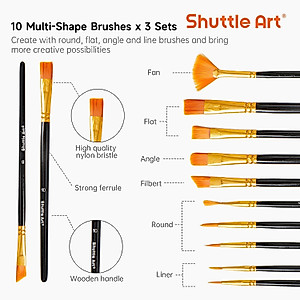 Shuttle Art 69 Pack Acrylic Paint Set, Acrylic Painting Set with 2 Pack of 15 Colors Acrylic Paint, 3 Sets of Wooden Easels, Canvas, Brushes & Palettes, Art Painting Supplies for Kids Adults Beginner