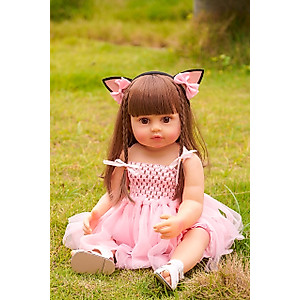 MNMJ Lifelike Reborn Baby Dolls - 22-inch Soft Body Realistic Newborn Baby Dolls Silicone Full Body Real Life Baby Dolls with Feeding Kit Toys Accessories for Ages 3+ Year Old Girls or Collection